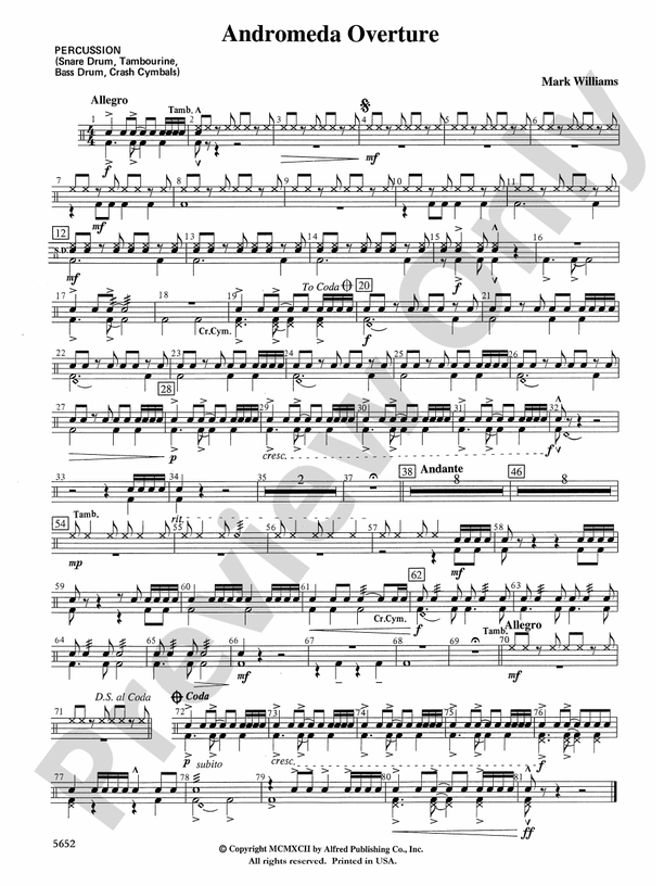 Andromeda Overture: 1st Percussion: 1st Percussion Part - Digital Sheet Music Download