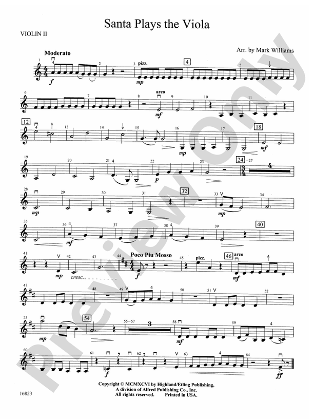 Santa Plays the Viola: 2nd Violin: 2nd Violin Part - Digital Sheet Music Download
