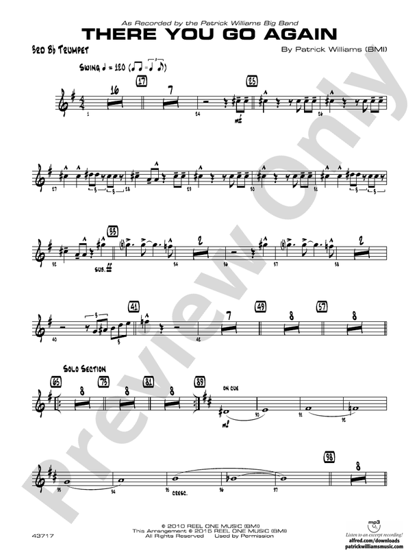 There You Go Again: 3rd B-flat Trumpet: 3rd B-flat Trumpet Part ...