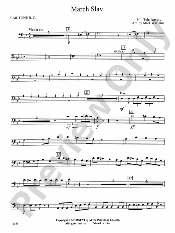 March Slav: Baritone B.C.: Baritone B.C. Part - Digital Sheet Music Download