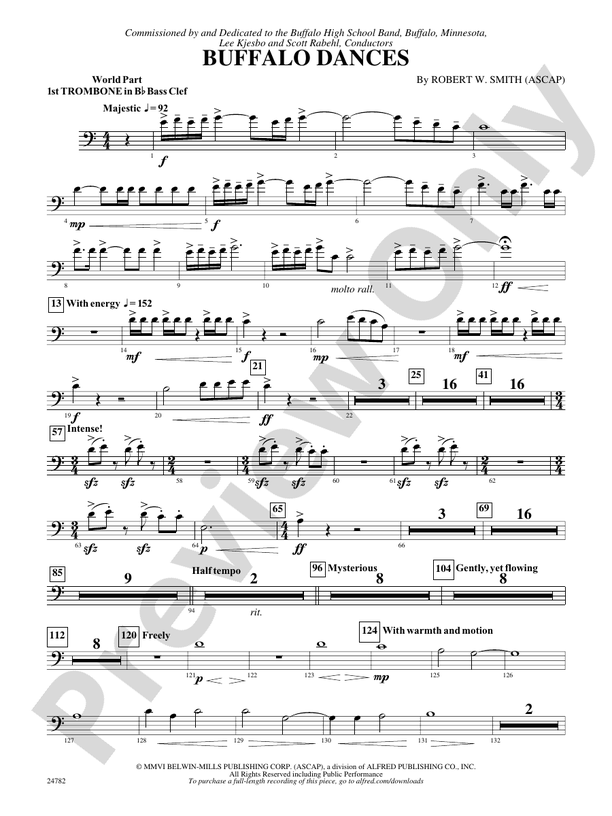 Buffalo Dances Wp 1st B Flat Trombone B C Wp 1st B Flat Trombone
