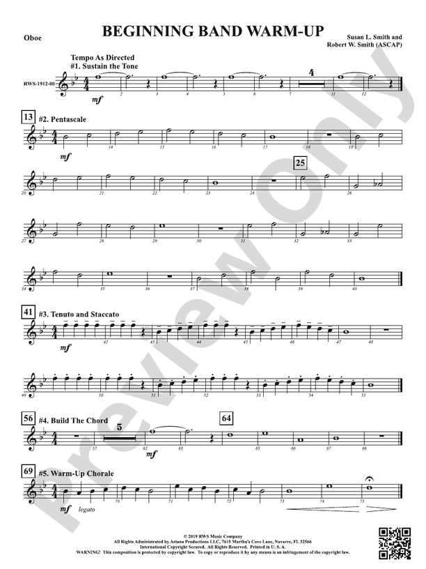 Beginning Band Warm-Up: Oboe: Oboe Part: Robert W. Smith - Digital ...