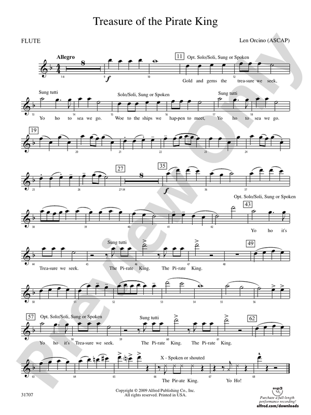 Treasure of the Pirate King: Flute: Flute Part - Digital Sheet Music ...