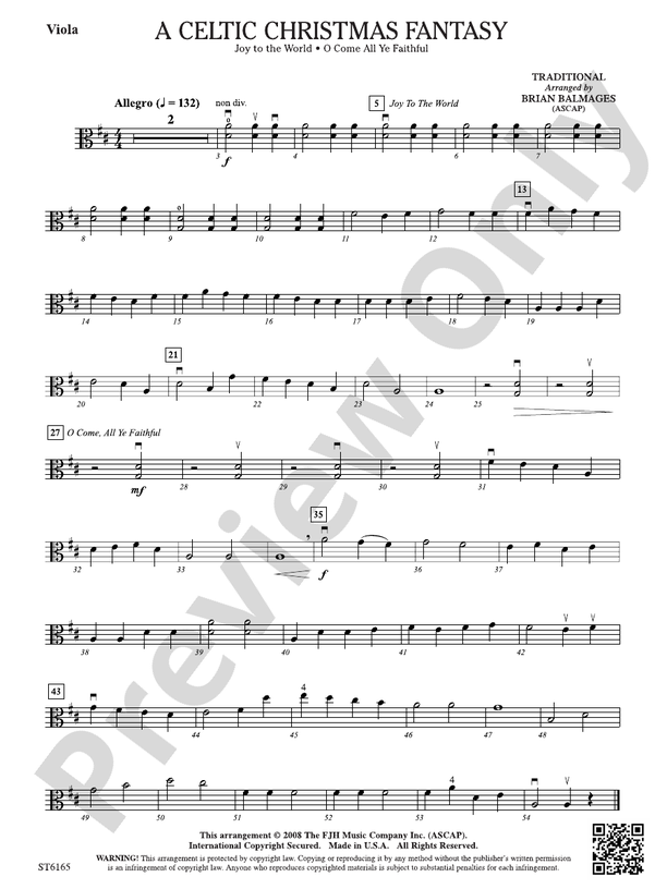 A Celtic Christmas Fantasy: Viola: Viola Part - Digital Sheet Music ...