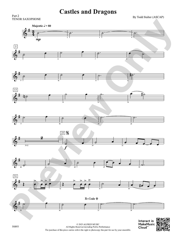Castles and Dragons: Part 2 - Tenor Saxophone: Part 2 - Tenor Saxophone ...