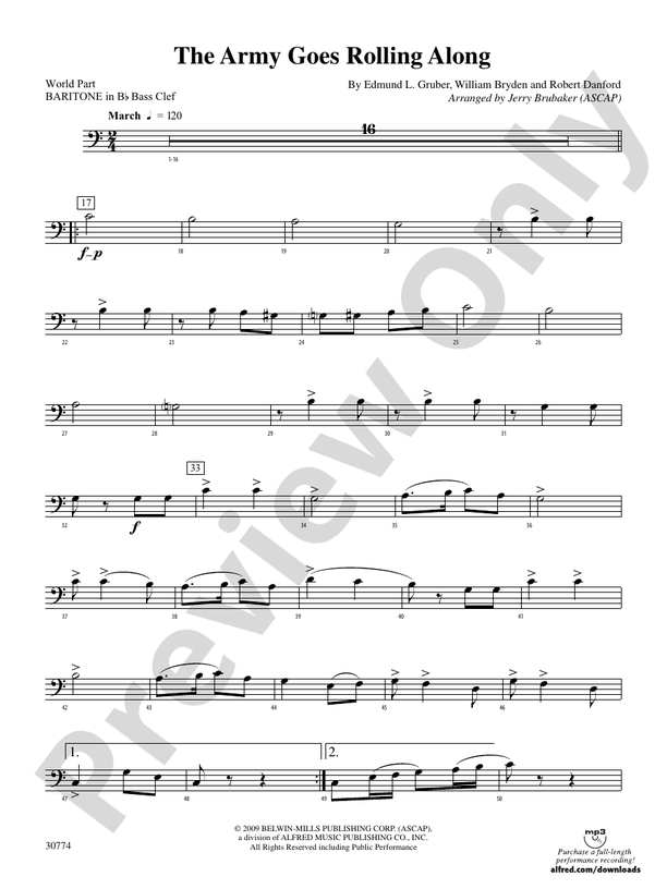 The Army Goes Rolling Along: (wp) B-flat Baritone B.C.: (wp) B-flat ...