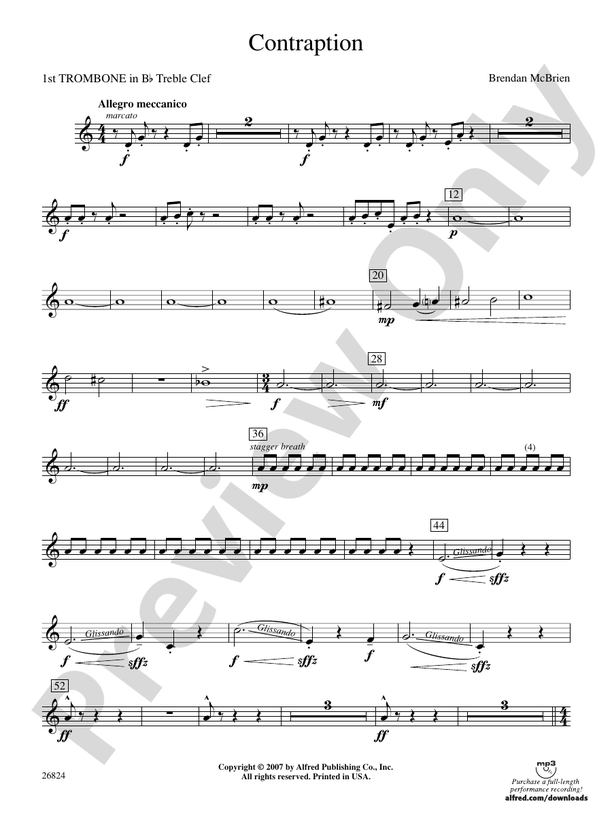 Contraption: (wp) 1st B-flat Trombone T.C.: (wp) 1st B-flat Trombone T ...