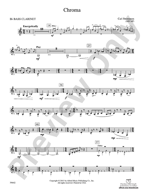 Chroma: B-flat Bass Clarinet: B-flat Bass Clarinet Part - Digital Sheet ...