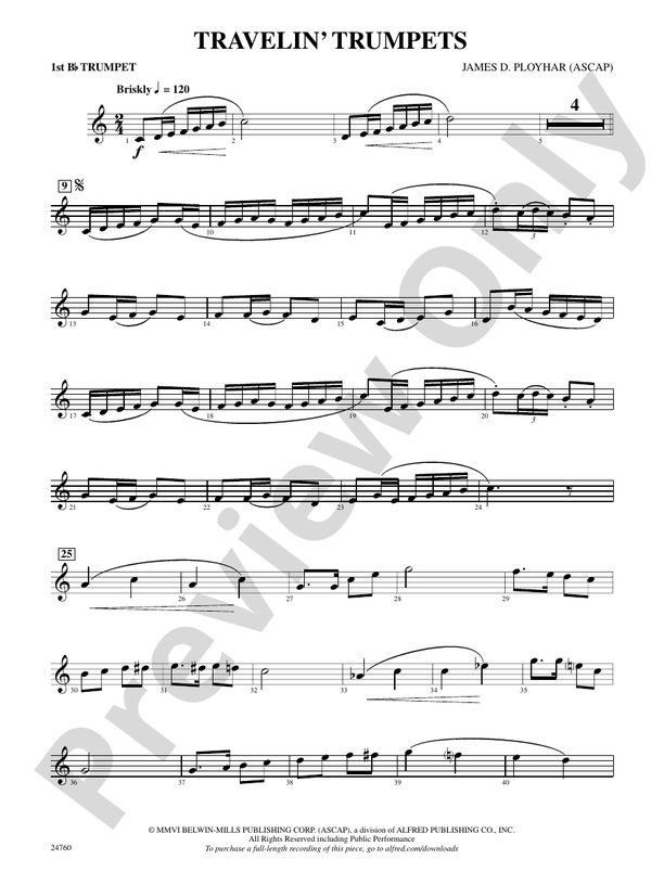 Travelin' Trumpets: 1st B-flat Trumpet: 1st B-flat Trumpet Part - Digital Sheet Music Download