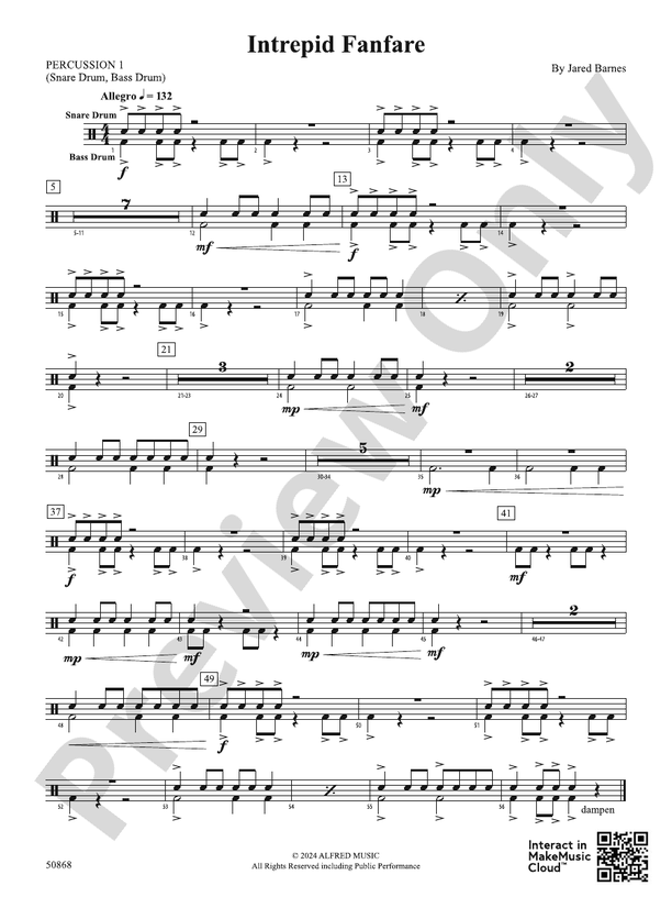 Intrepid Fanfare: 1st Percussion: 1st Percussion Part - Digital Sheet Music Download