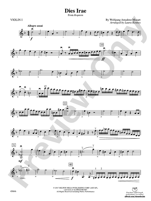 Dies Irae: 1st Violin: 1st Violin Part - Digital Sheet Music Download