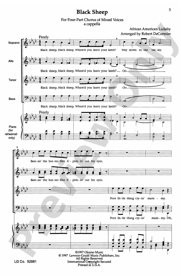Black Sheep: SATB Choral Octavo - Digital Sheet Music Download