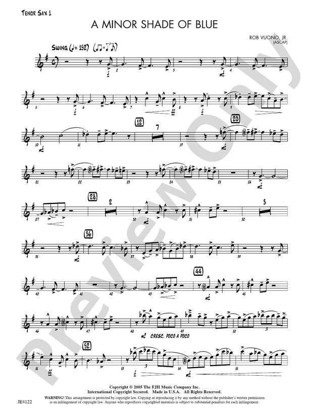 A Minor Shade of Blue: Tenor Sax 1: Tenor Sax 1 Part: Rob Vuono Jr ...
