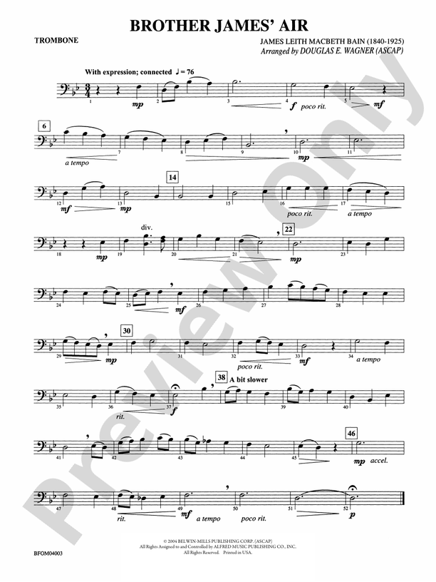 Brother James' Air: 1st Trombone: 1st Trombone Part - Digital Sheet ...