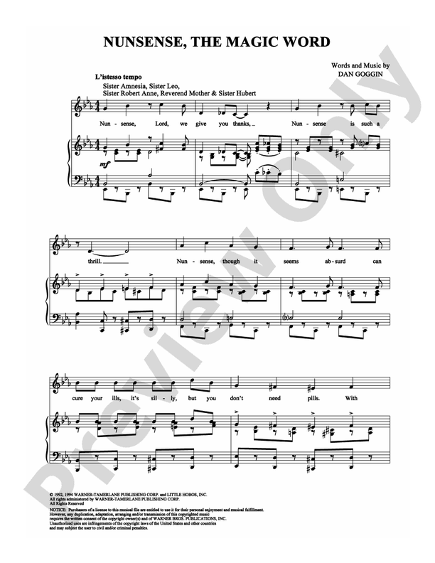 Nunsense, The Magic Word: Piano/Vocal/Chords: Dan Goggin - Digital Sheet Music Download