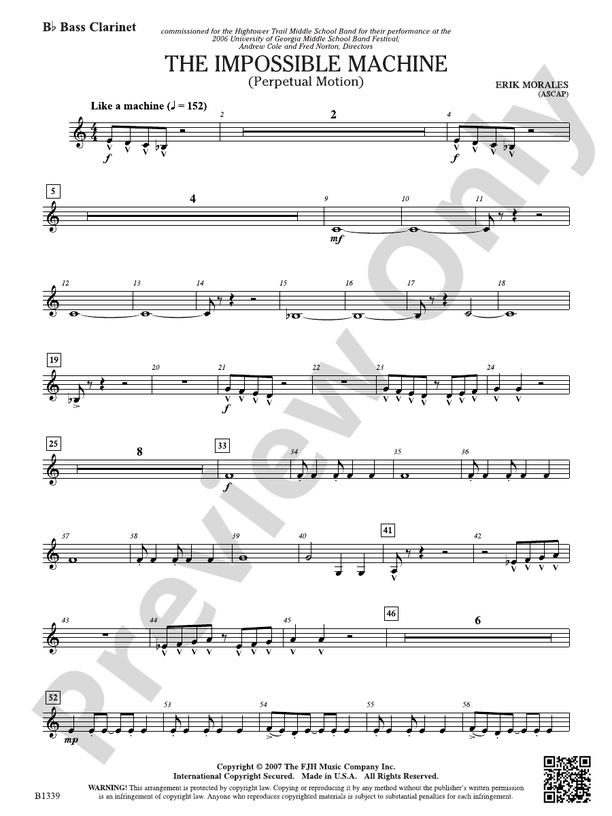 The Impossible Machine (Perpetual Motion): B-flat Bass Clarinet: B-flat ...