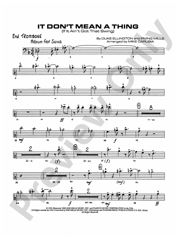It Don't Mean a Thing (If It Ain't Got That Swing): 2nd Trombone: 2nd ...