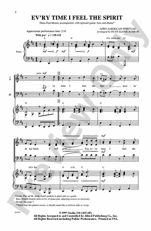 Ev'ry Time I Feel the Spirit: 3-Part Mixed Choral Octavo - Digital ...