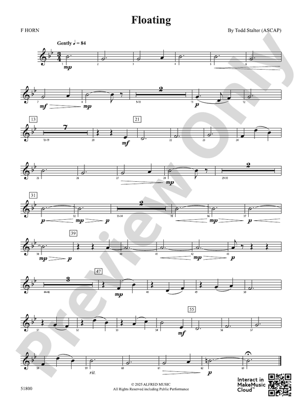 Floating: 1st F Horn: 1st F Horn Part - Digital Sheet Music Download