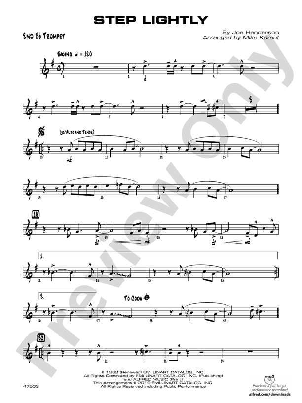 Step Lightly: 2nd B-flat Trumpet: 2nd B-flat Trumpet Part - Digital ...