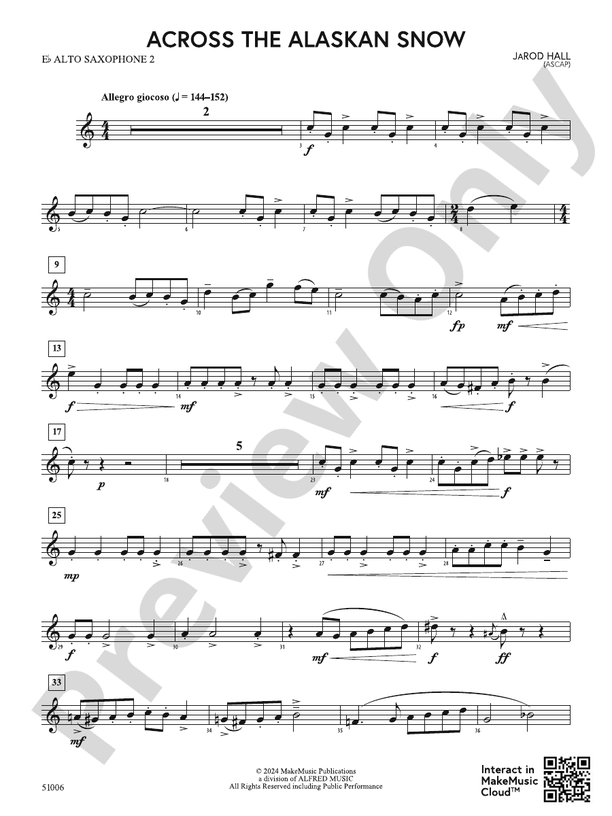 Across the Alaskan Snow: 2nd E-flat Alto Saxophone: 2nd E-flat Alto Saxophone Part - Digital ...