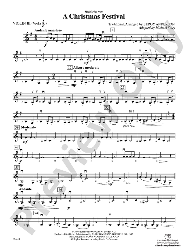 A Christmas Festival, Highlights from: 3rd Violin (Viola [TC]): 3rd ...