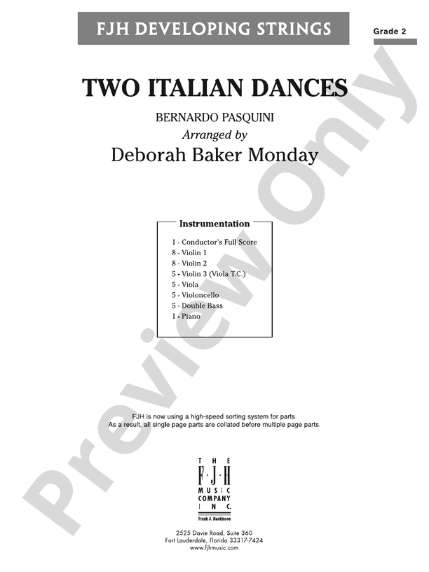 Two Italian Dances: Score: String Orchestra Score: Bernardo Pasquini ...