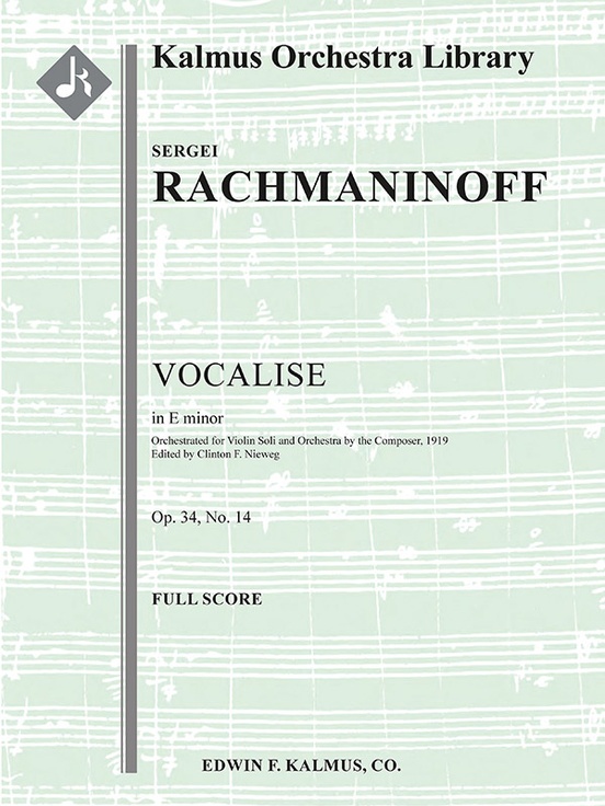 Vocalise, Op. 34, No. 14 in E minor [composer 1919's transcription ...
