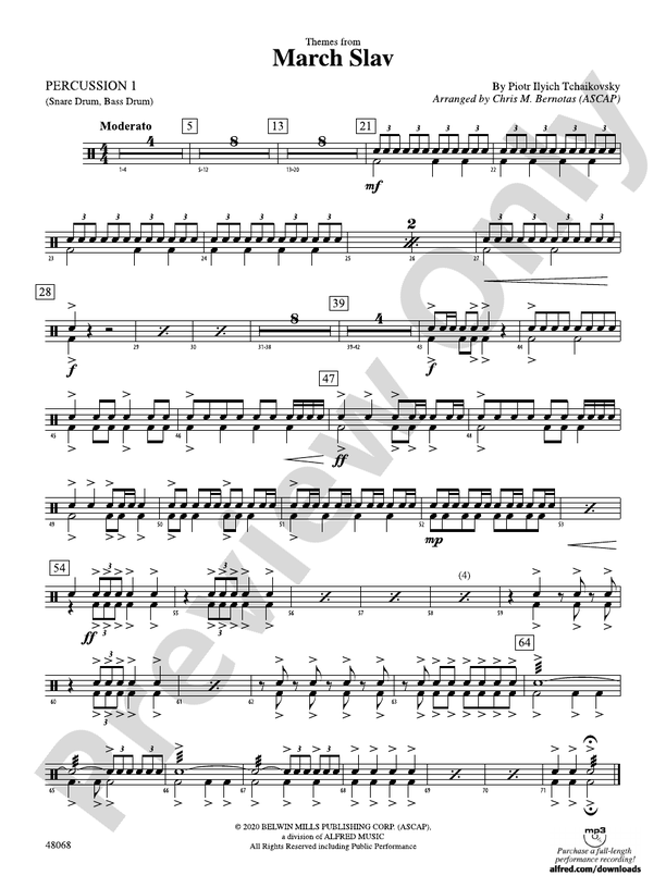 March Slav: 1st Percussion: 1st Percussion Part - Digital Sheet Music ...