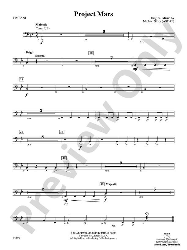 Project Mars: Timpani: Timpani Part - Digital Sheet Music Download