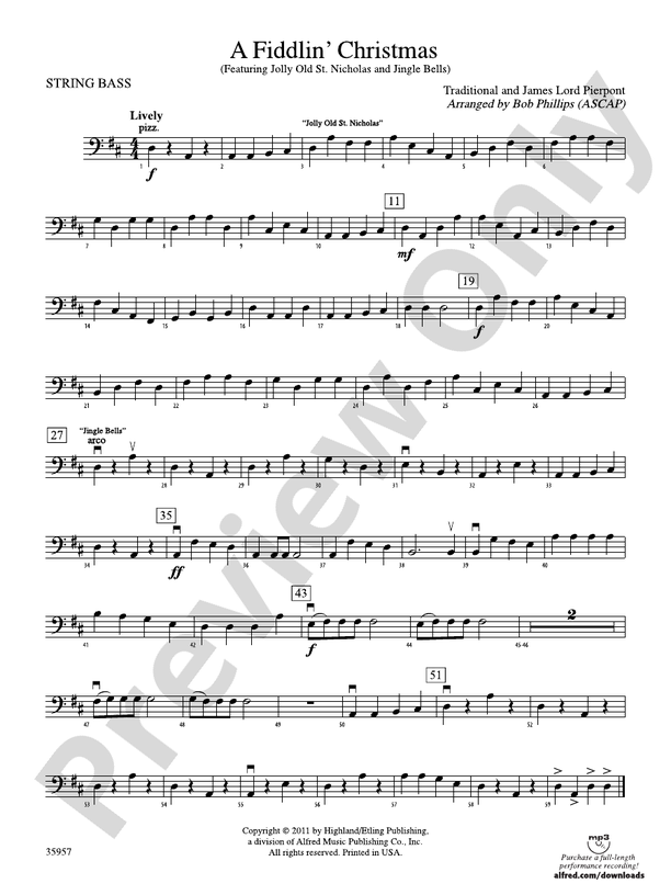 A Fiddlin' Christmas: String Bass: String Bass Part - Digital Sheet ...