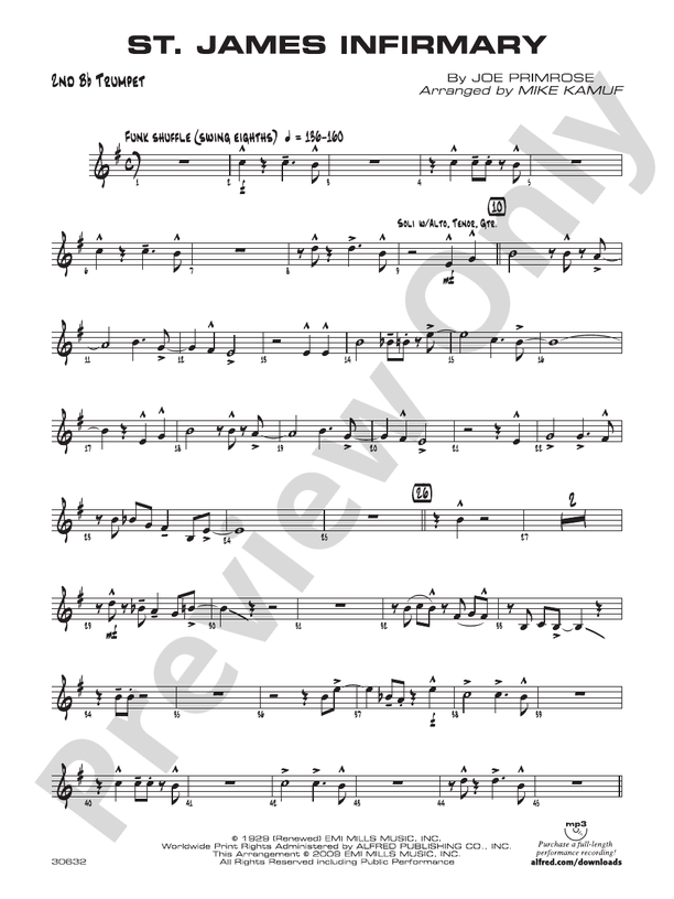 St. James Infirmary: 2nd B-flat Trumpet: 2nd B-flat Trumpet Part - Digital Sheet Music Download