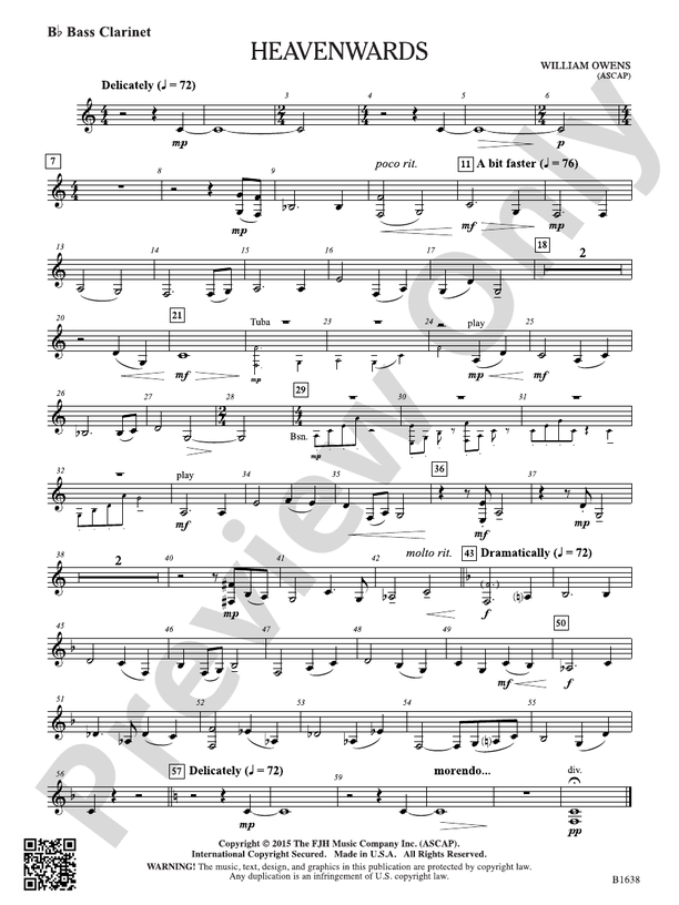 Heavenwards: B-flat Bass Clarinet: B-flat Bass Clarinet Part: William ...
