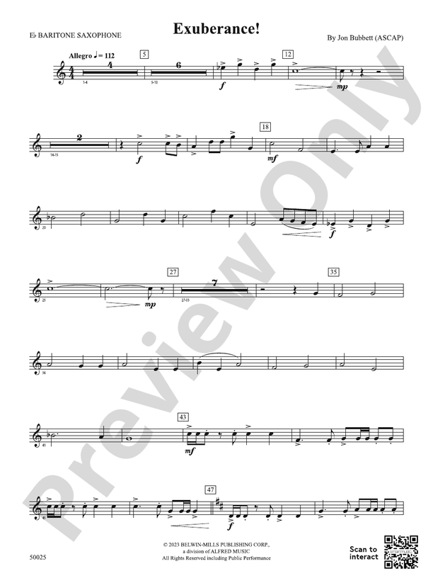 Exuberance E Flat Baritone Saxophone E Flat Baritone Saxophone Part