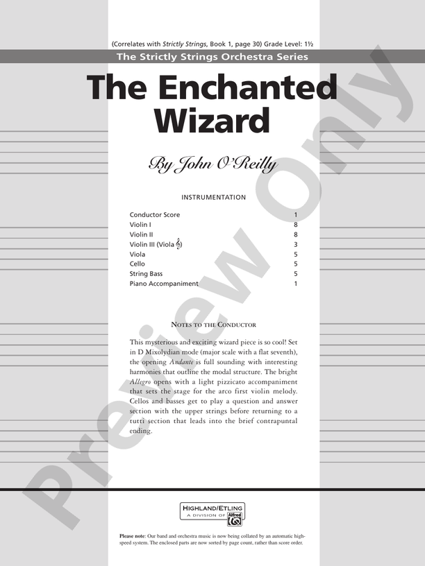 The Enchanted Wizard: String Orchestra Conductor Score & Parts: John O ...