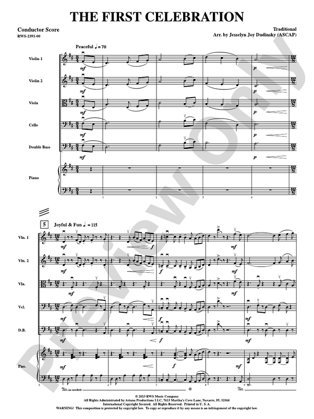 The First Celebration: String Orchestra Conductor Score & Parts ...