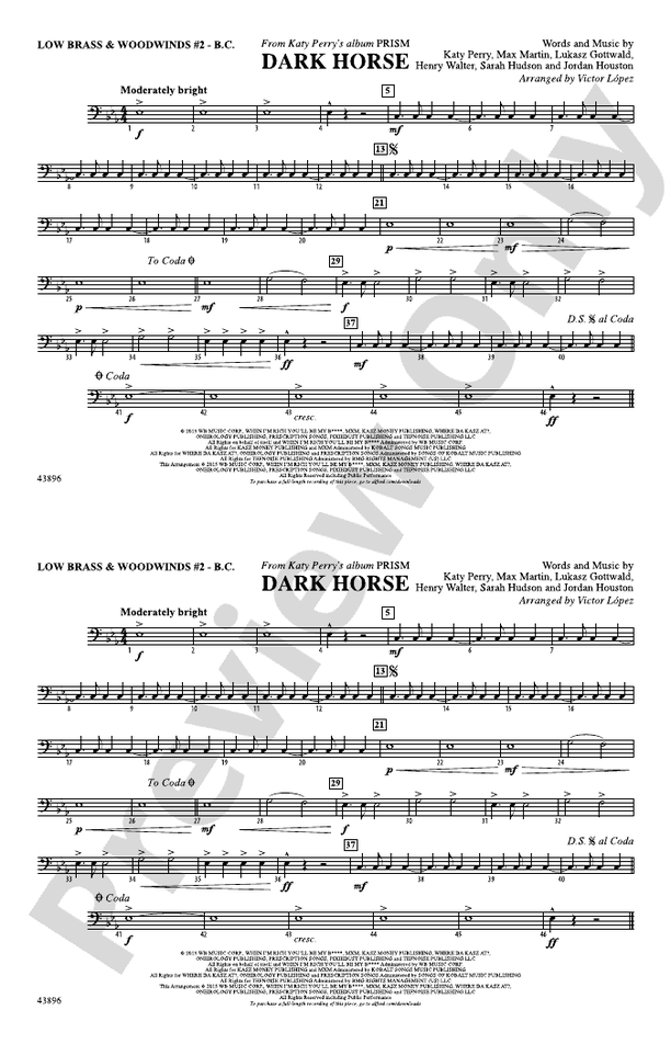 Dark Horse: Low Brass & Woodwinds #2 - Bass Clef: Low Brass & Woodwinds ...