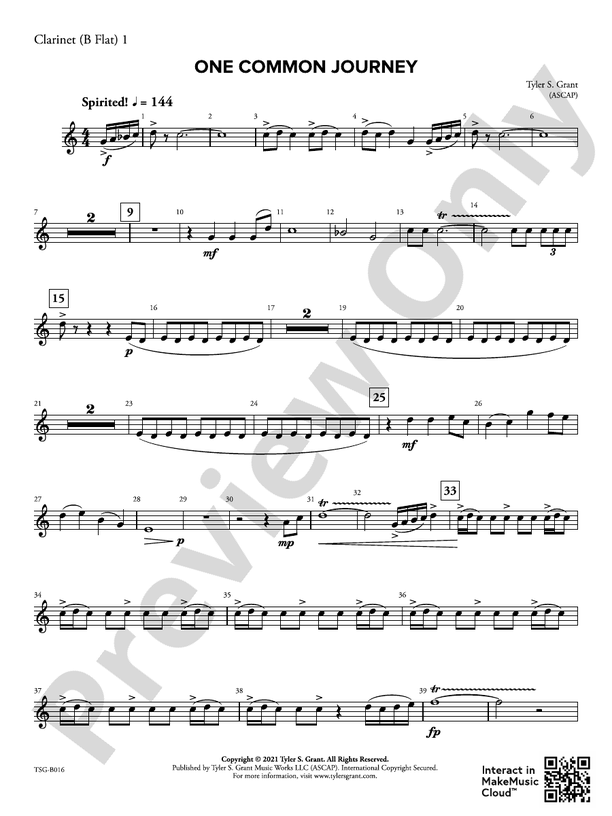 One Common Journey: 1st B-flat Clarinet: 1st B-flat Clarinet Part - Digital Sheet Music Download