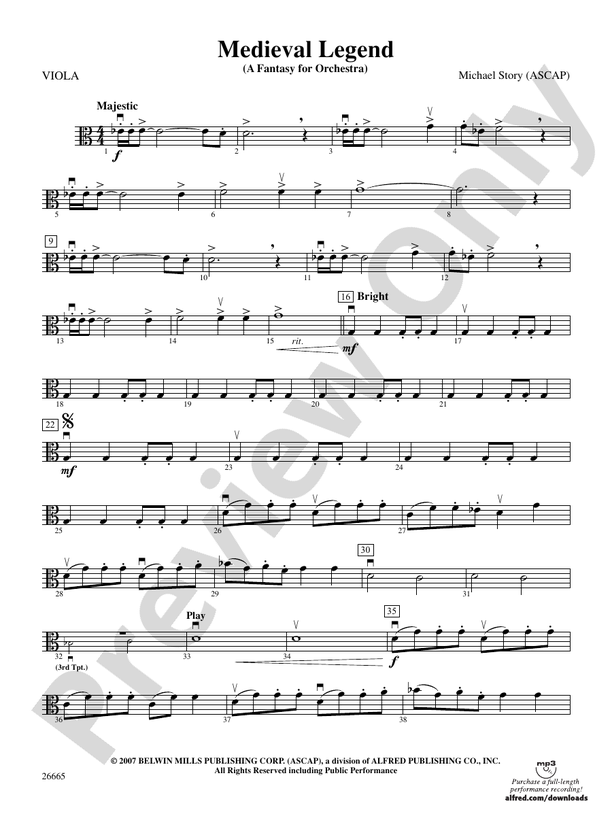 Medieval Legend: Viola: Viola Part - Digital Sheet Music Download