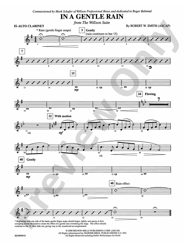 In a Gentle Rain: E-flat Alto Clarinet: E-flat Alto Clarinet Part ...
