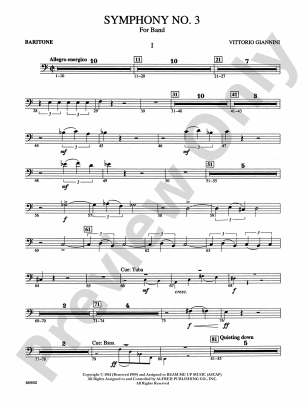Symphony No 3 For Band Baritone B C Baritone B C Part Digital