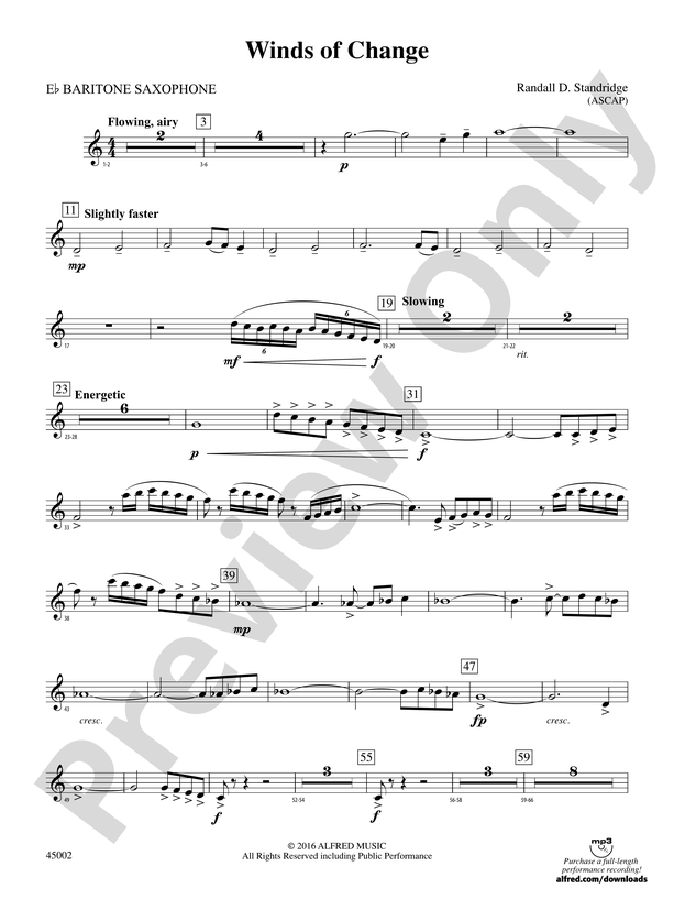 Winds of Change: E-flat Baritone Saxophone: E-flat Baritone Saxophone Part - Digital Sheet Music ...