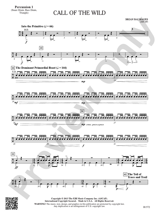 Call of the Wild: Percussion 1: Percussion 1 Part: Brian Balmages ...