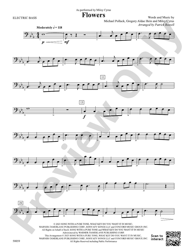 Flowers: Electric Bass: Electric Bass Part - Digital Sheet Music Download