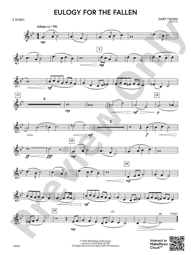 Eulogy for the Fallen: 1st F Horn: 1st F Horn Part - Digital Sheet Music Download