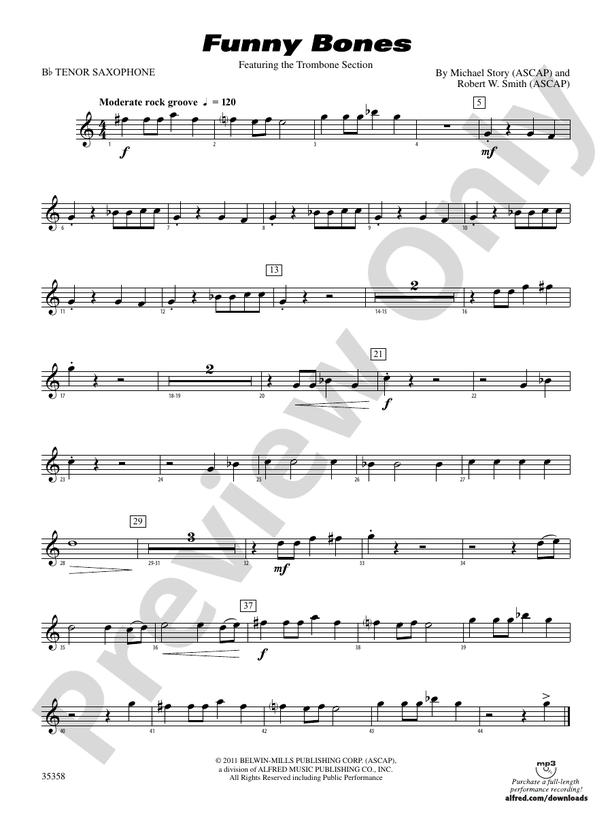 Funny Bones: B-flat Tenor Saxophone: B-flat Tenor Saxophone Part ...