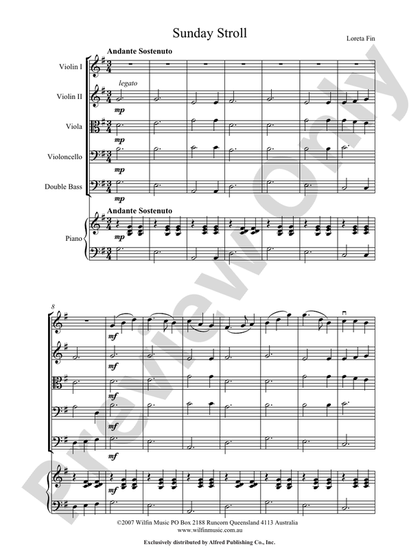Sunday Stroll: String Orchestra Conductor Score & Parts: Loreta Fin ...