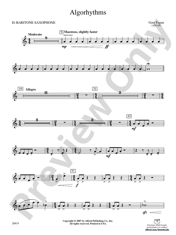 Algorhythms: E-flat Baritone Saxophone: E-flat Baritone Saxophone Part - Digital Sheet Music ...