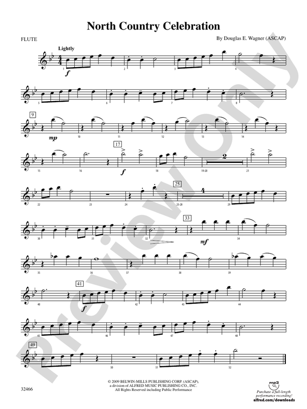 North Country Celebration: Flute: Flute Part - Digital Sheet Music Download