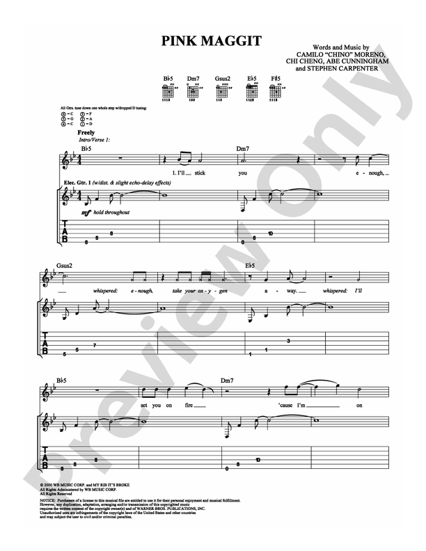 Pink Maggit: Guitar TAB: Deftones - Digital Sheet Music Download